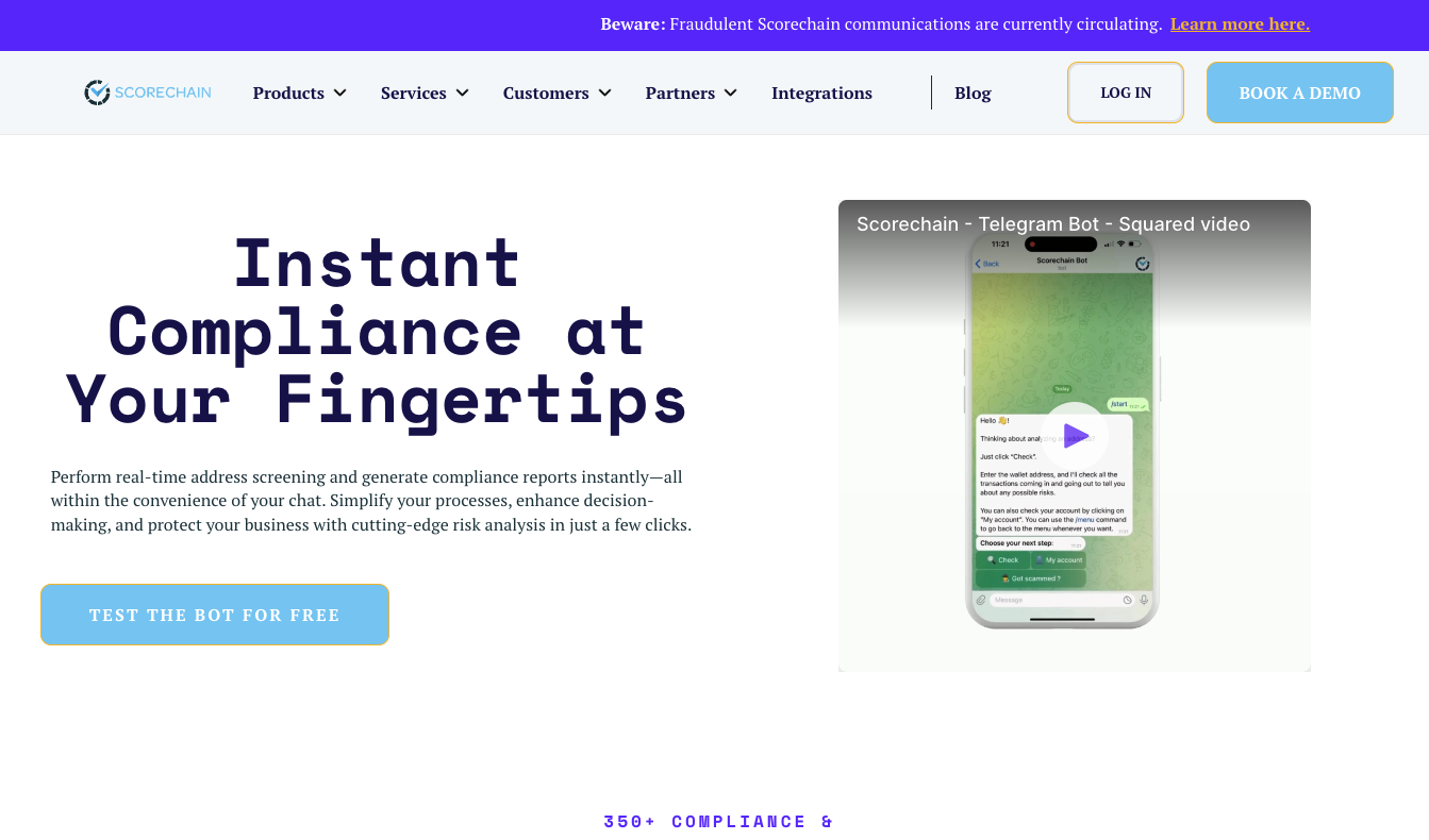 AML Telegram Bot - Scorechain | Blockchain & Digital Assets Compliance